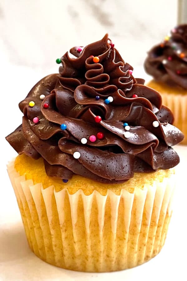 Yellow Cupcakes {With Chocolate Frosting} - CakeWhiz